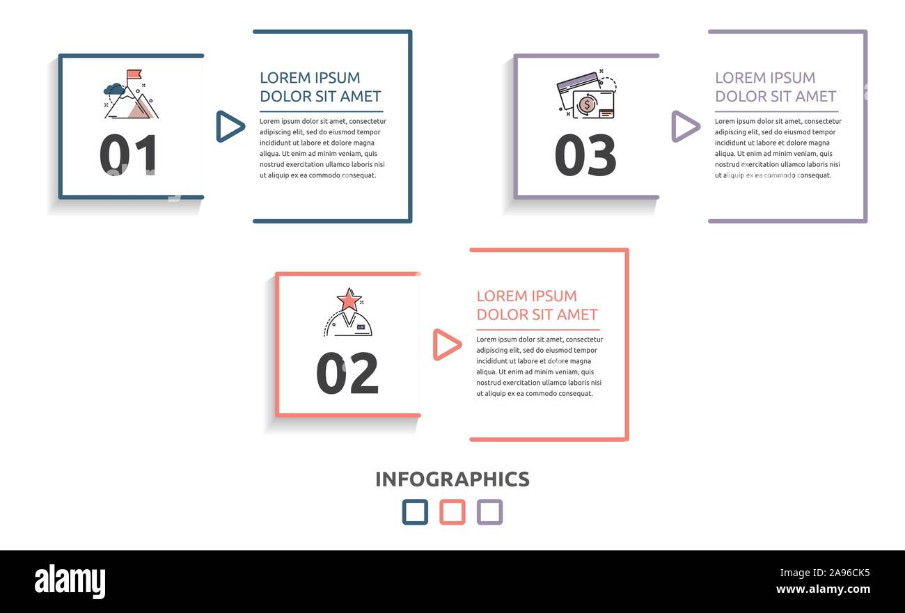 Vector flat infographic template. Line square with text and icons for three diagrams, graph ...