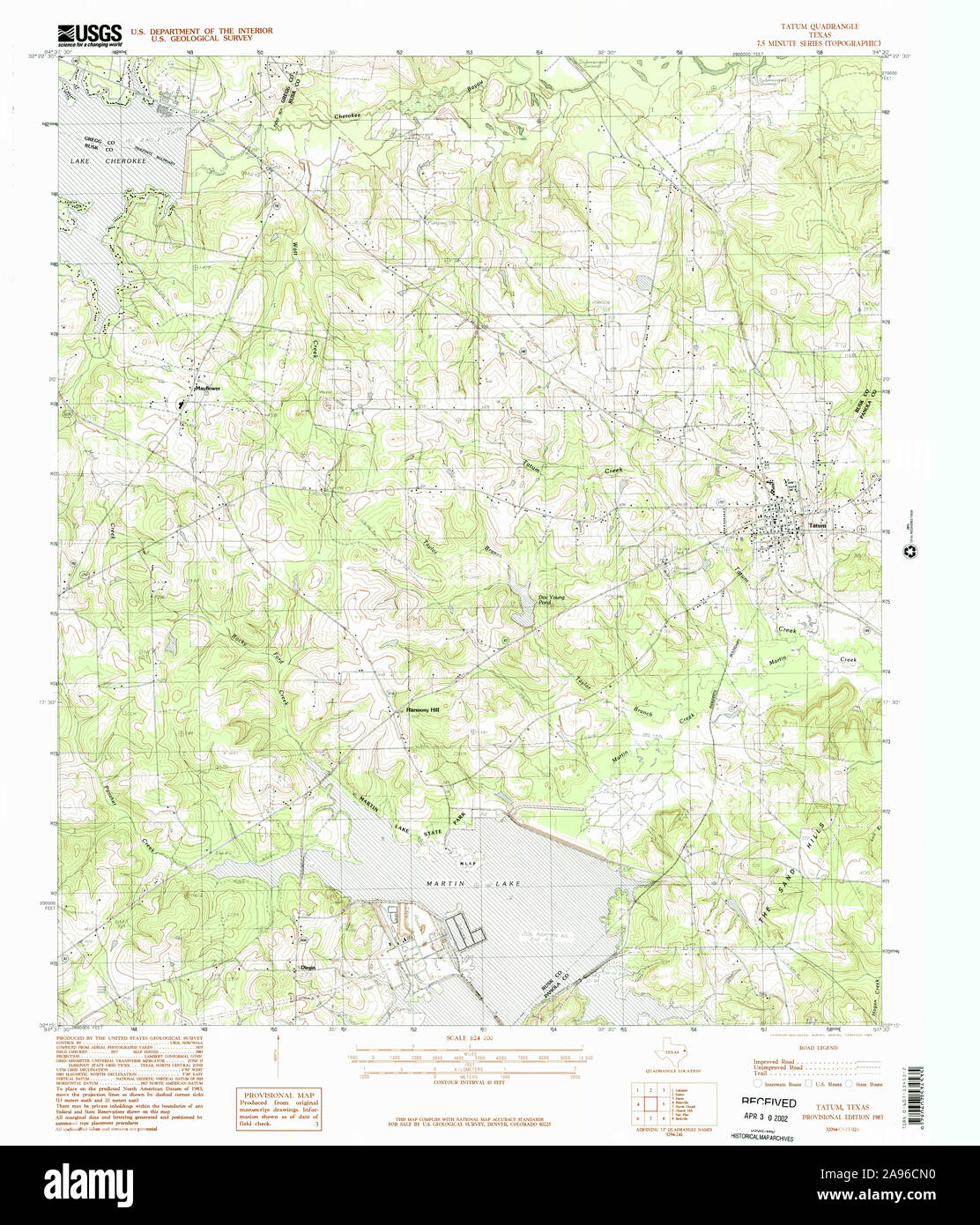 USGS TOPO Map Texas TX Tatum 121636 1983 24000 Restoration Stock Photo ...