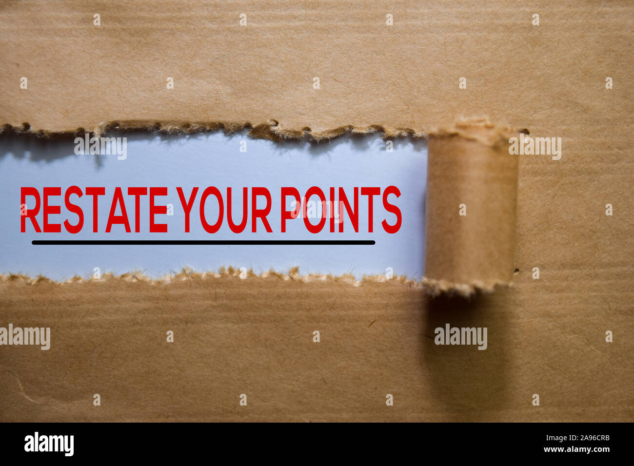 Restate Your Points Text written in torn paper Stock Photo - Alamy