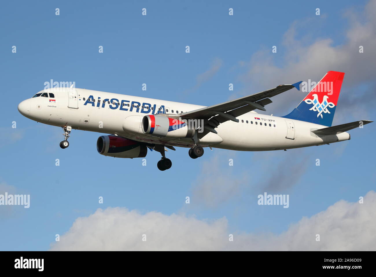 Air Serbia Airbus A320 YU-APH landing at London Heathrow Airport, UK ...