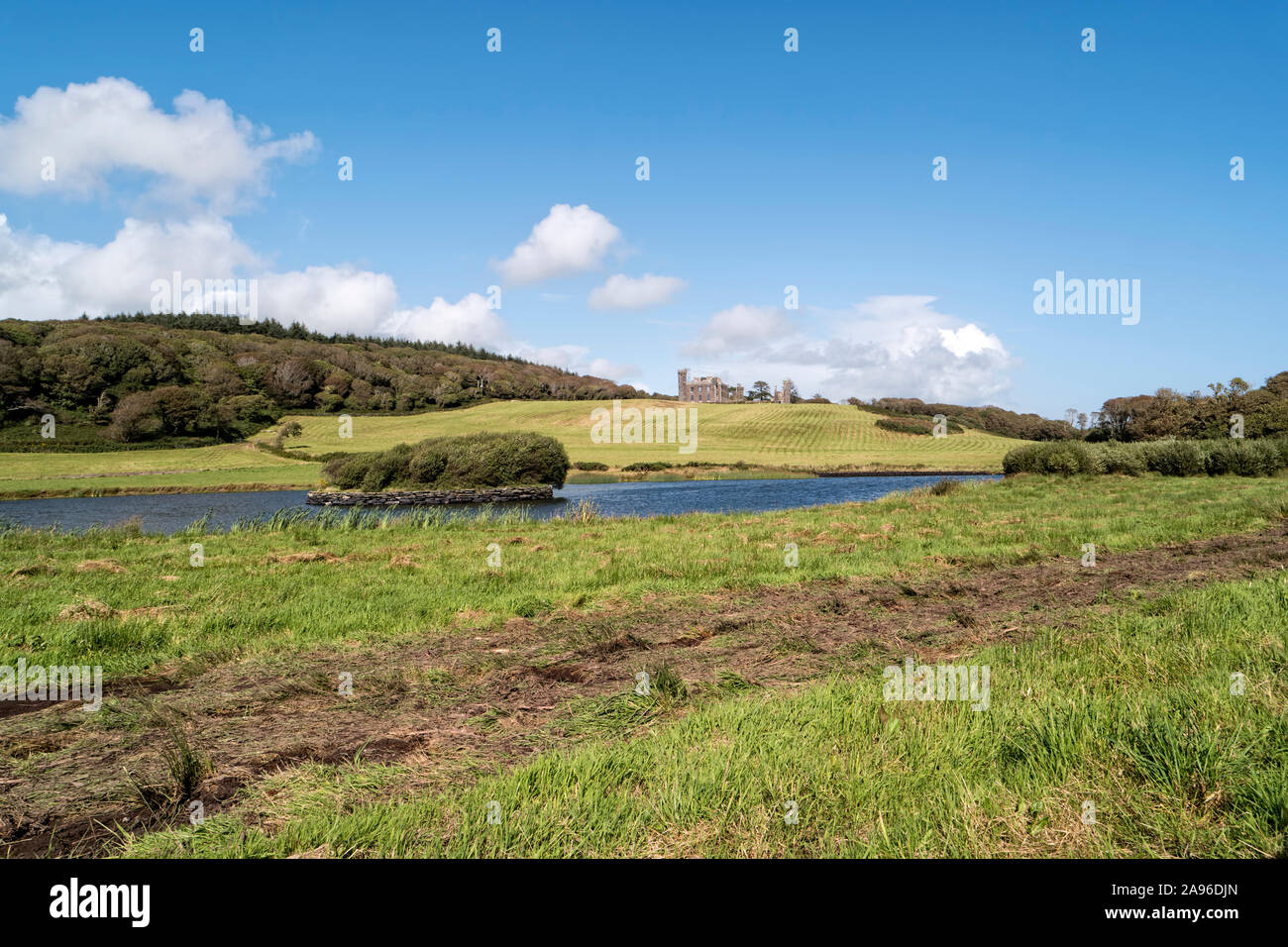 Picturesque countryside in County Cork with an abandoned castle and ...