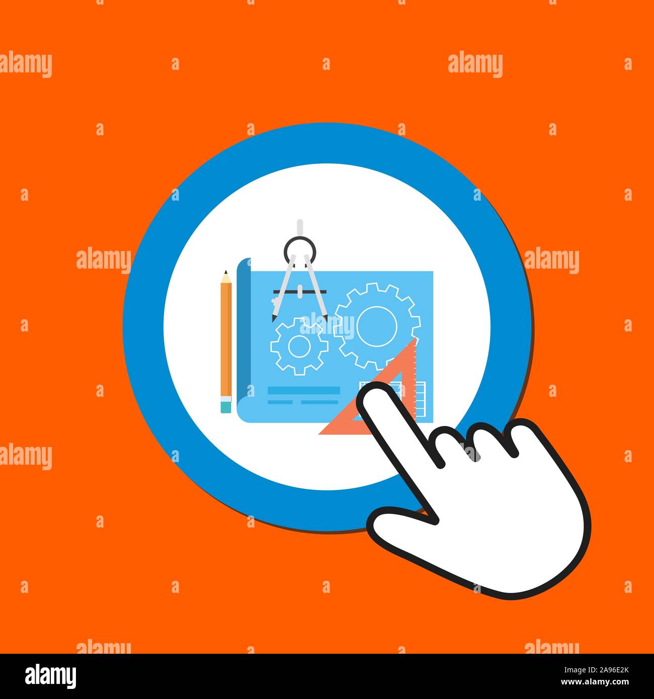 Blueprint icon. Strategy, planning concept. Hand Mouse Cursor Clicks ...