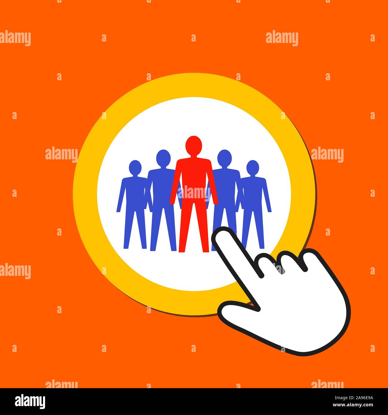 Male figures icon. Team, leadership concept. Hand Mouse Cursor Clicks ...