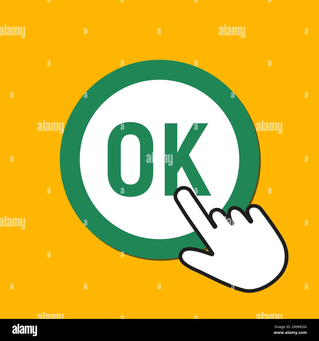 Ok icon. Accept, approve concept. Hand Mouse Cursor Clicks the Button. Pointer Push Press Stock ...