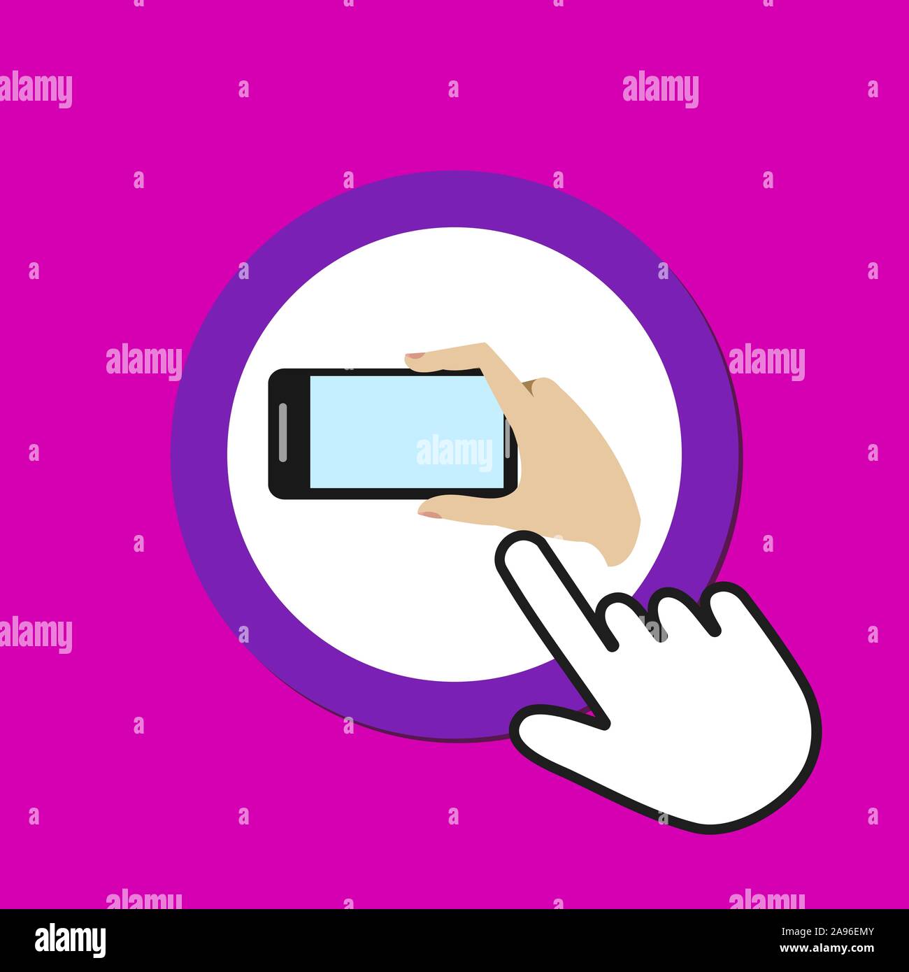 Hand holding smartphone icon. Mobile phone photography concept. Hand ...