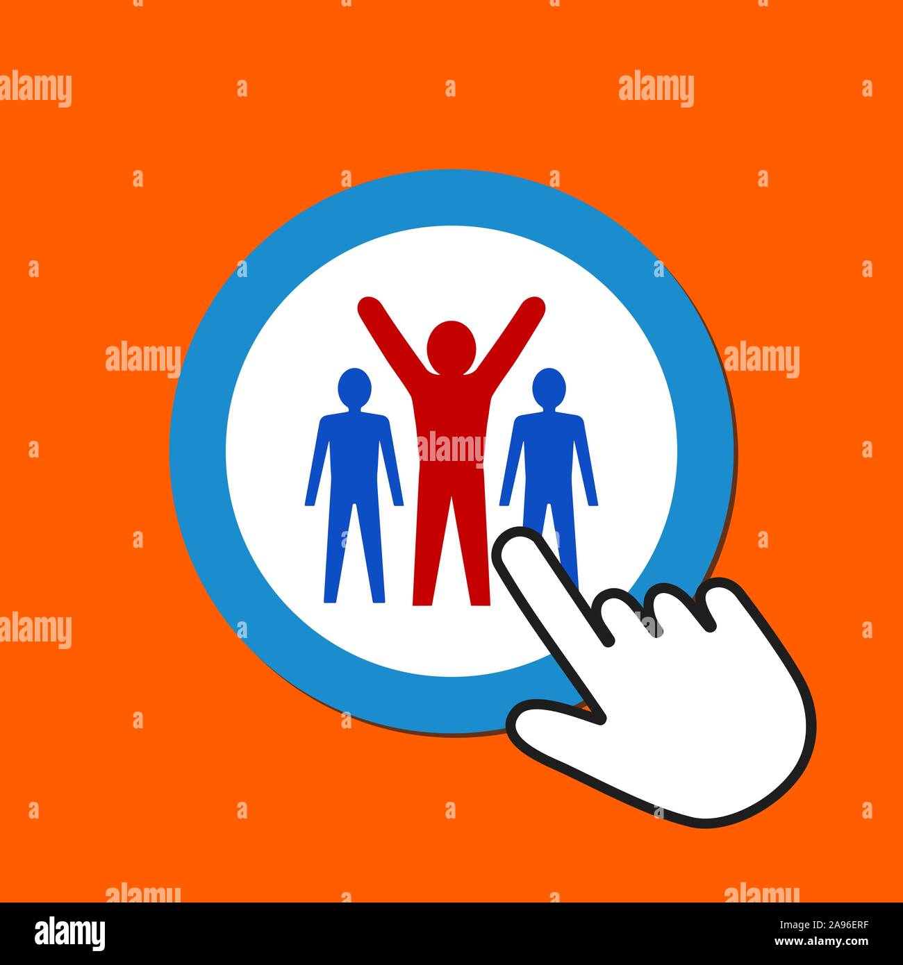 Three male figures icon. Team, leadership concept. Hand Mouse Cursor ... Three male figures icon. Team, leadership concept. Hand Mouse Cursor ...