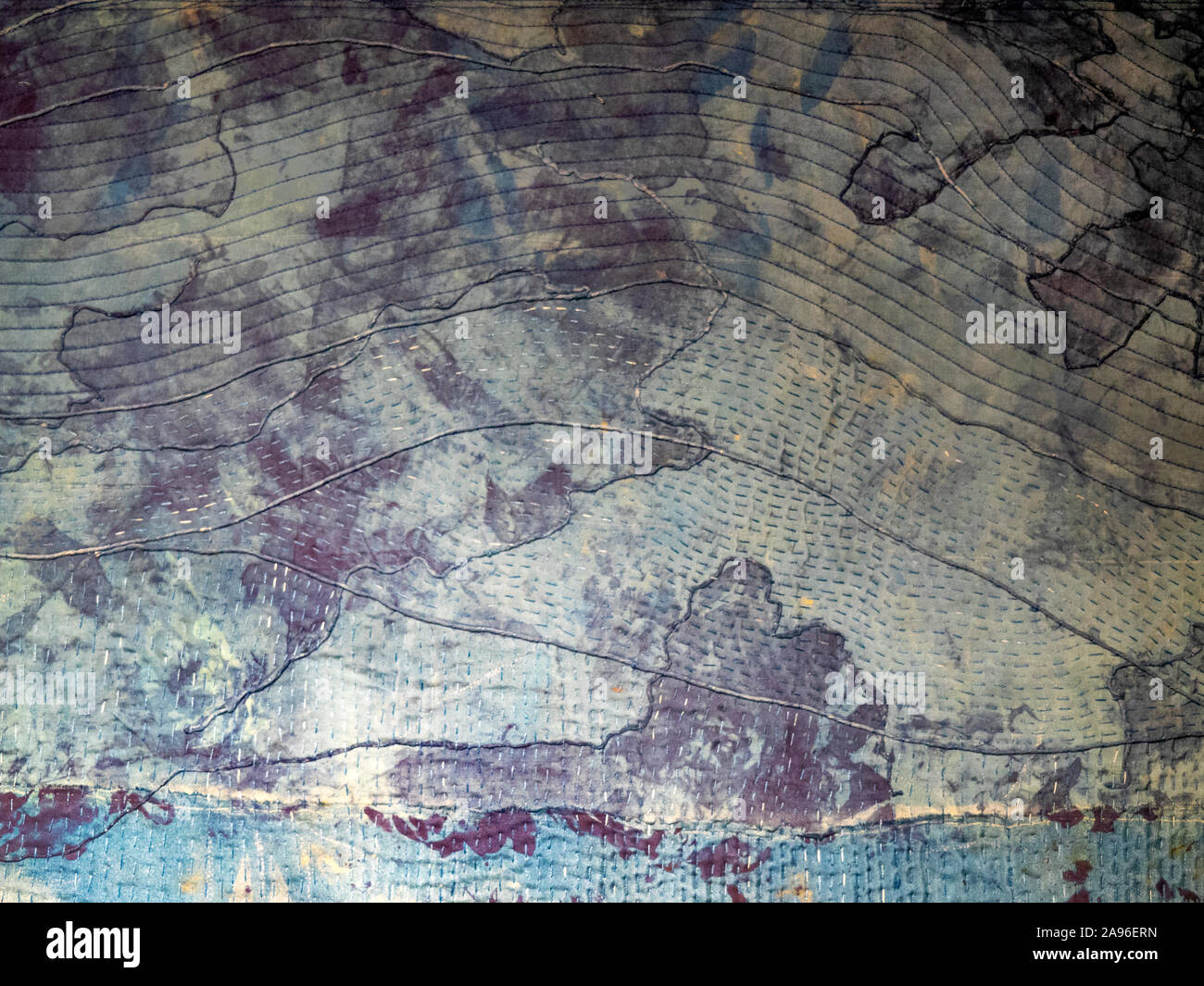 Close up detail of quilt Our Custodial Land by quilter Alison Muir on ...