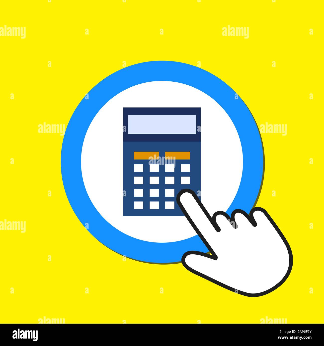 Calculator icon. Counting, calculation concept. Hand Mouse Cursor ...