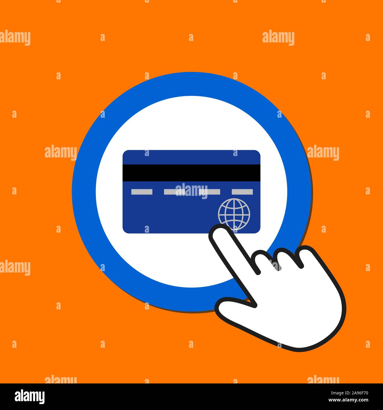 Credit card icon. Cashless payment concept. Hand Mouse Cursor Clicks ...