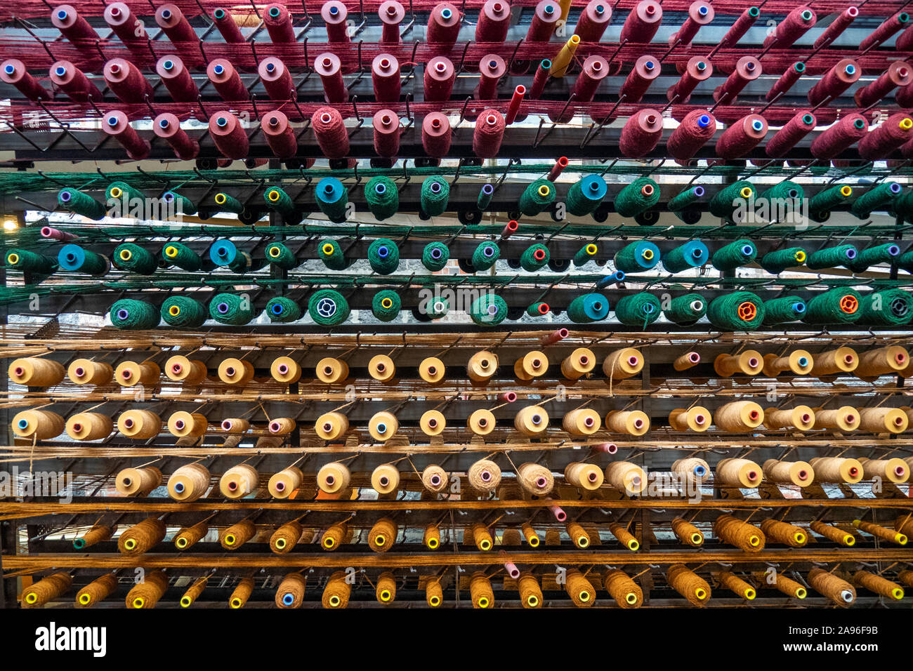 Exhibition vintage mechanical machinery bobbins on Axminster gripper ...