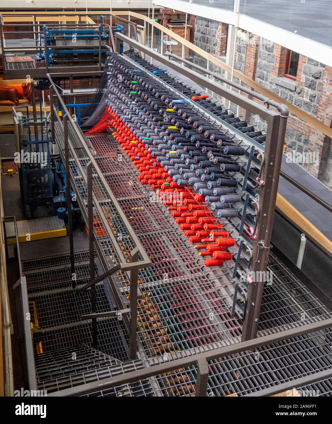 Exhibition vintage mechanical machinery bobbins on Axminster gripper ...