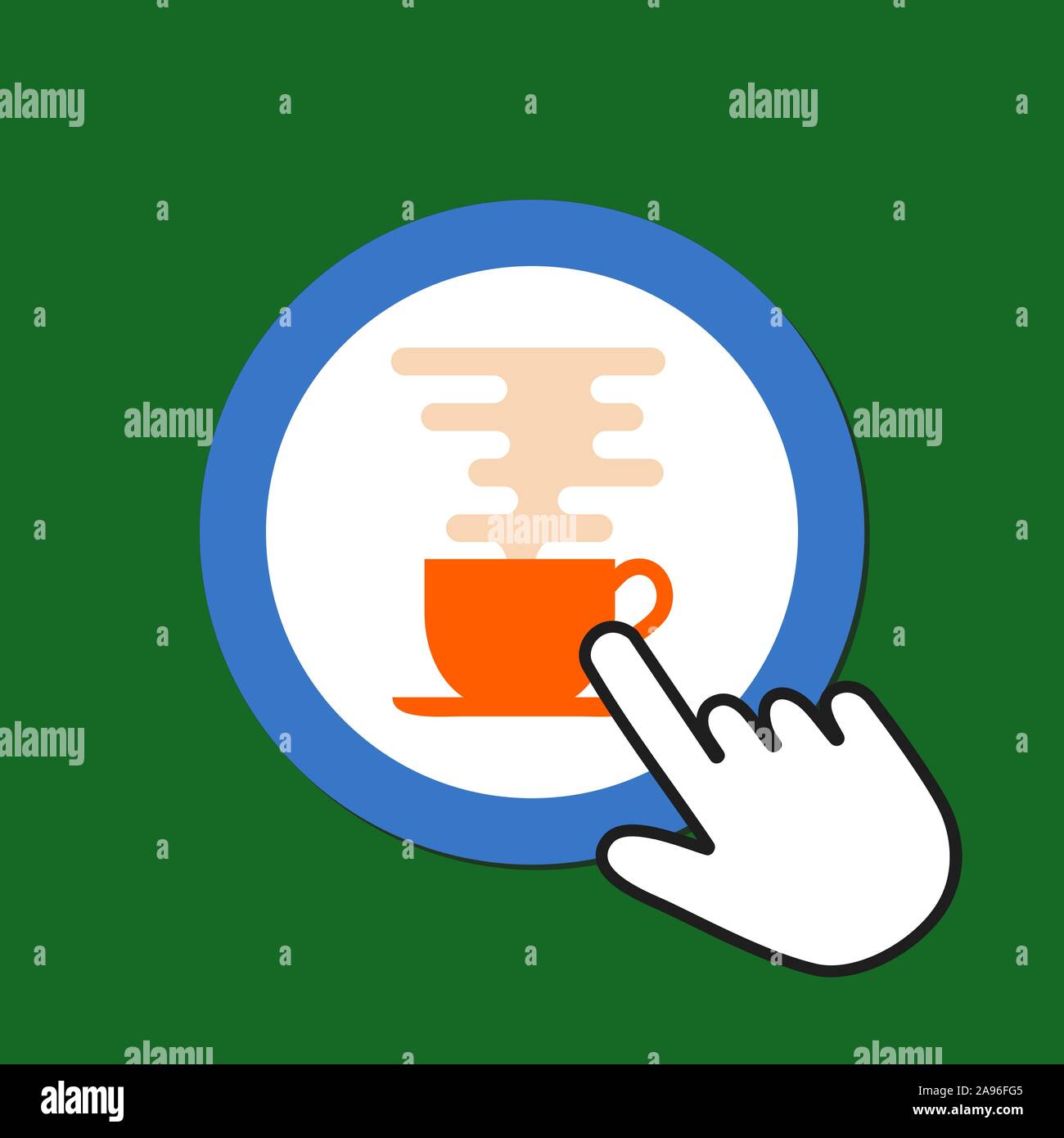 Cup of coffee, tea with steam icon. Break time concept. Hand Mouse ...