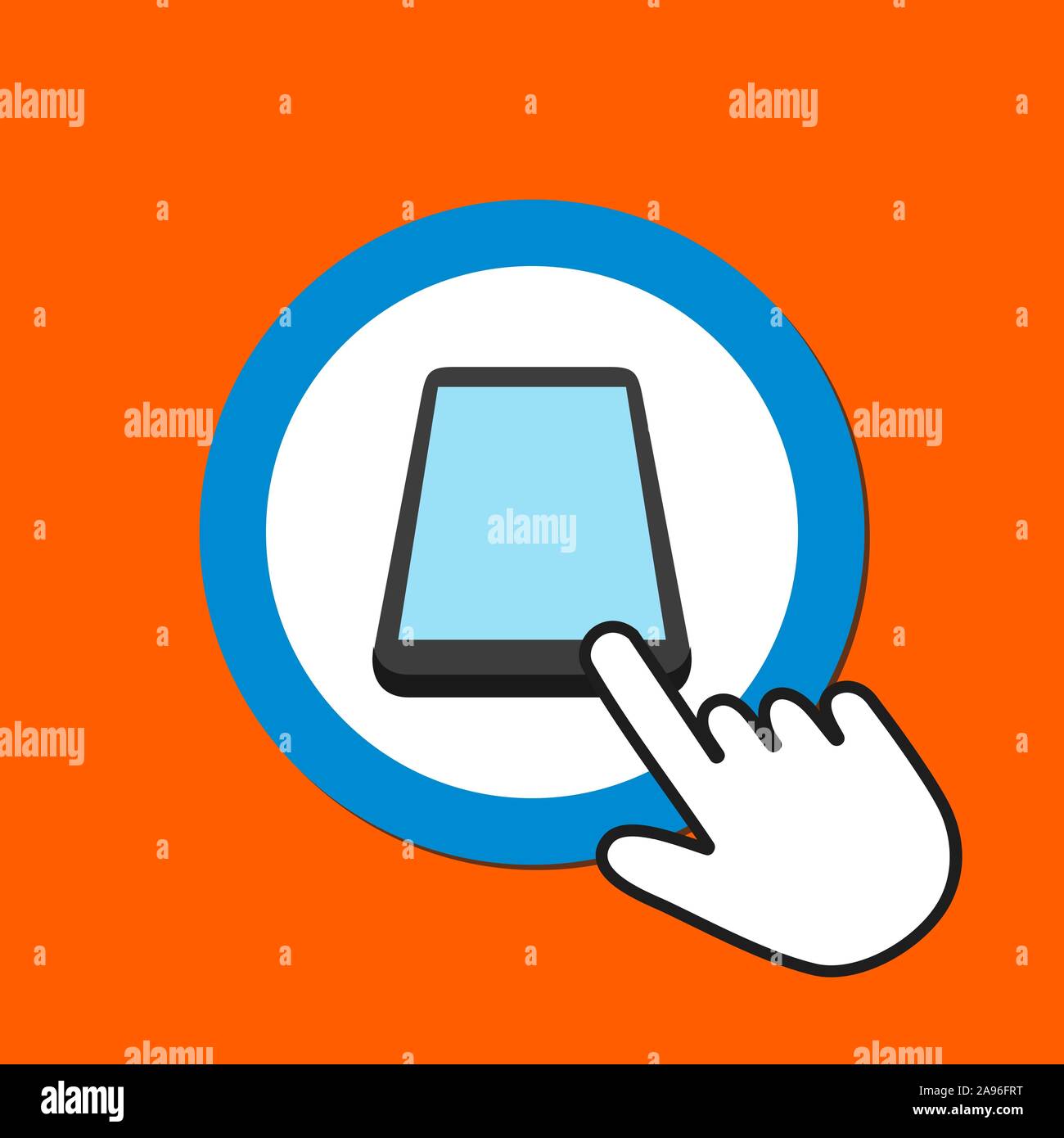 Smartphone Icon Mobile Technology Concept Hand Mouse Cursor Clicks The Button Pointer Push 