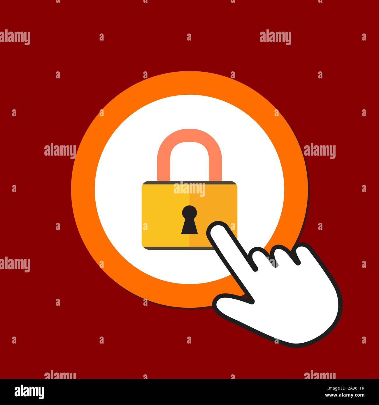 Lock icon. Security concept. Hand Mouse Cursor Clicks the Button. Pointer Push Press Stock ...