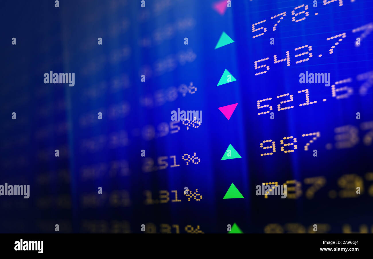 3D stock market screen with up and down arrows. Realistic high ...