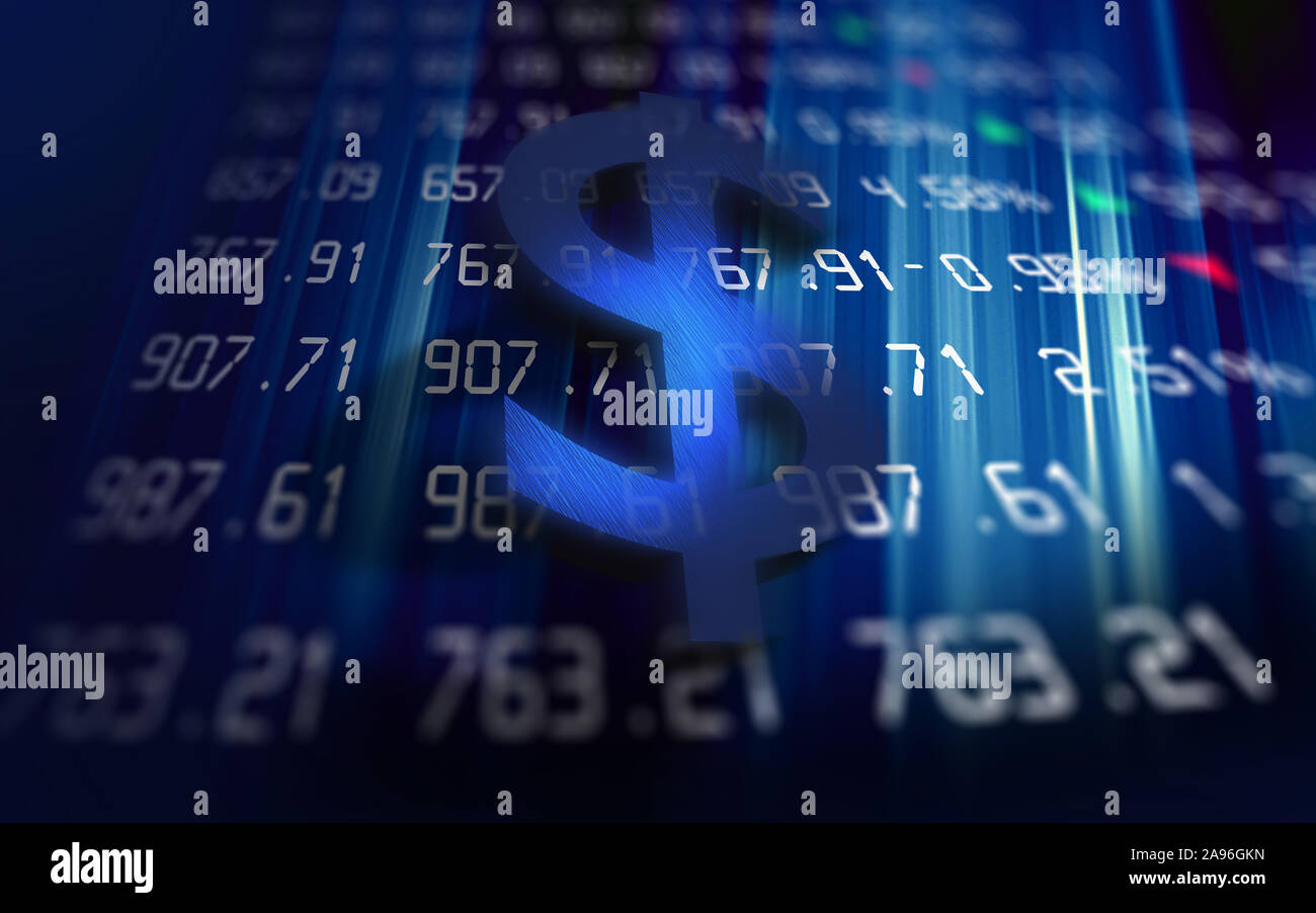 3D stock market screen with US Dollar sign. Realistic high resolution ...