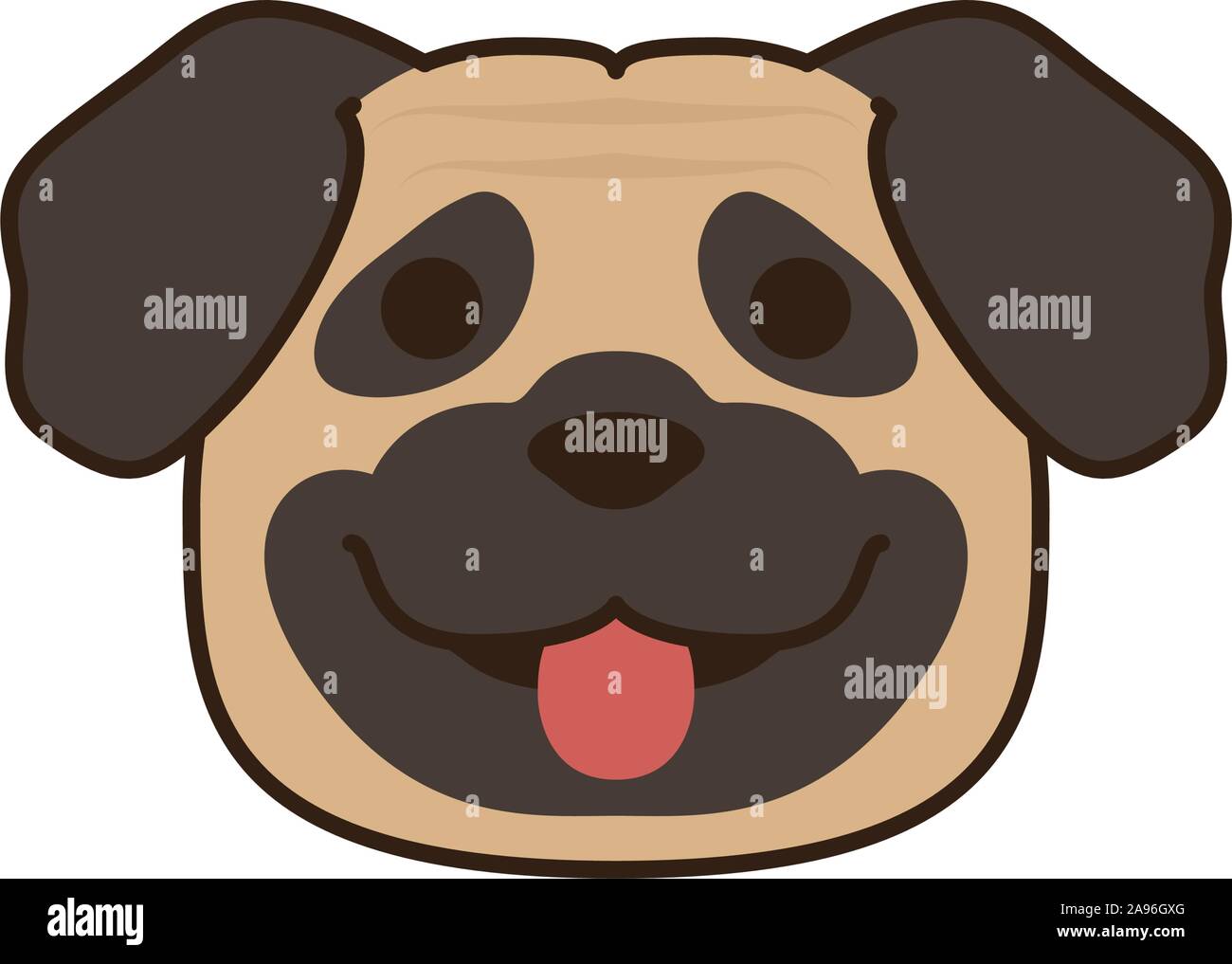 cute little pug dog head fill style icon vector illustration design ...