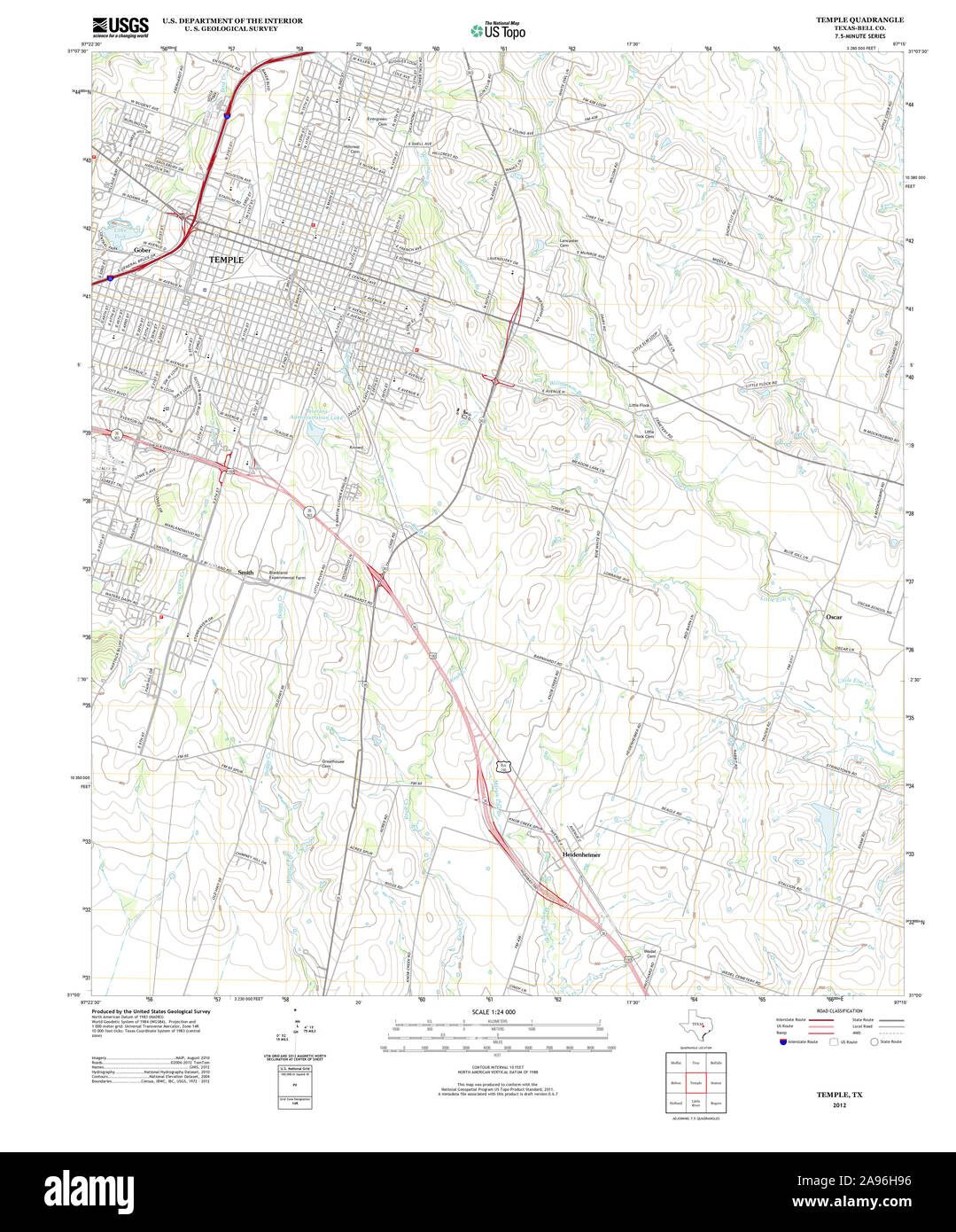 Map of temple texas Cut Out Stock Images & Pictures - Alamy