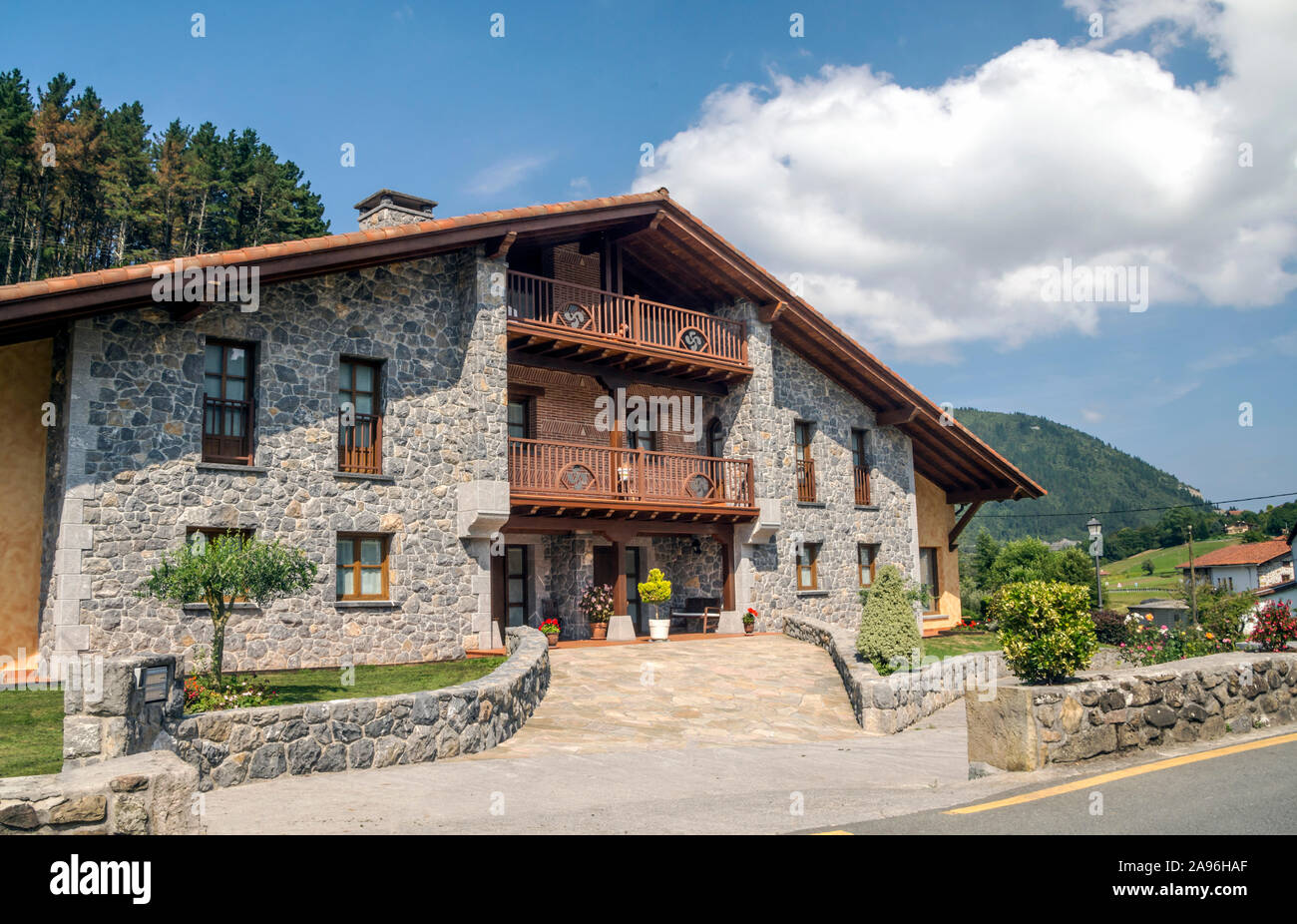 Rural town in the spanish basque country on a suuny day Stock Photo - Alamy
