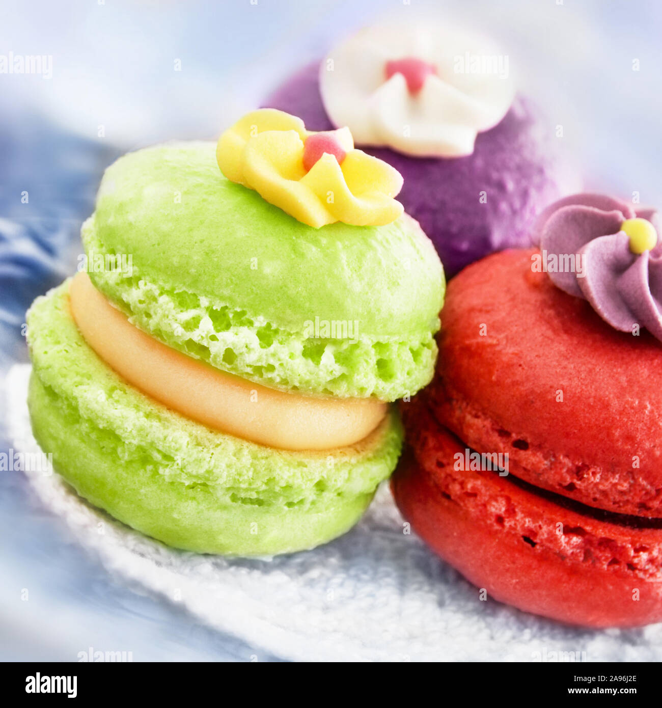 Three colorful Macarons Stock Photo - Alamy