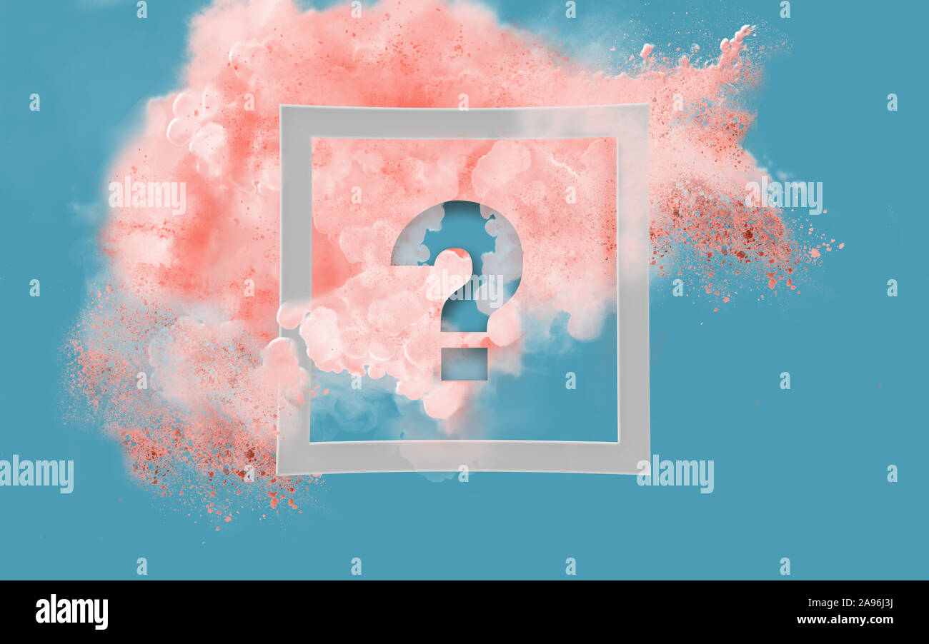 Question Mark symbol on abstract pastel coral pink color paint with ...