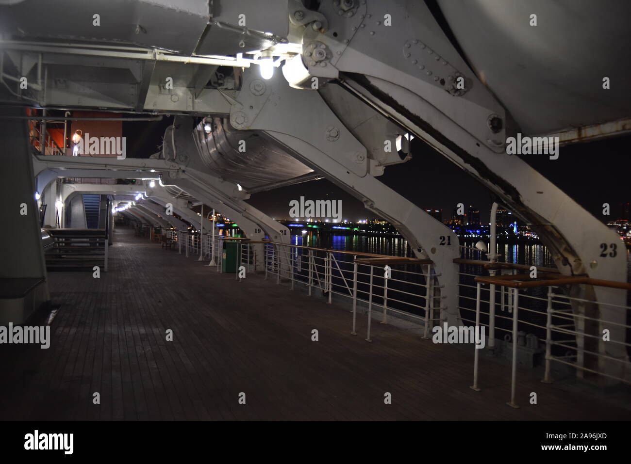 Long Beach, CA. U.S.A. October 21, 2019. RMS Queen Mary. Nighttime ...