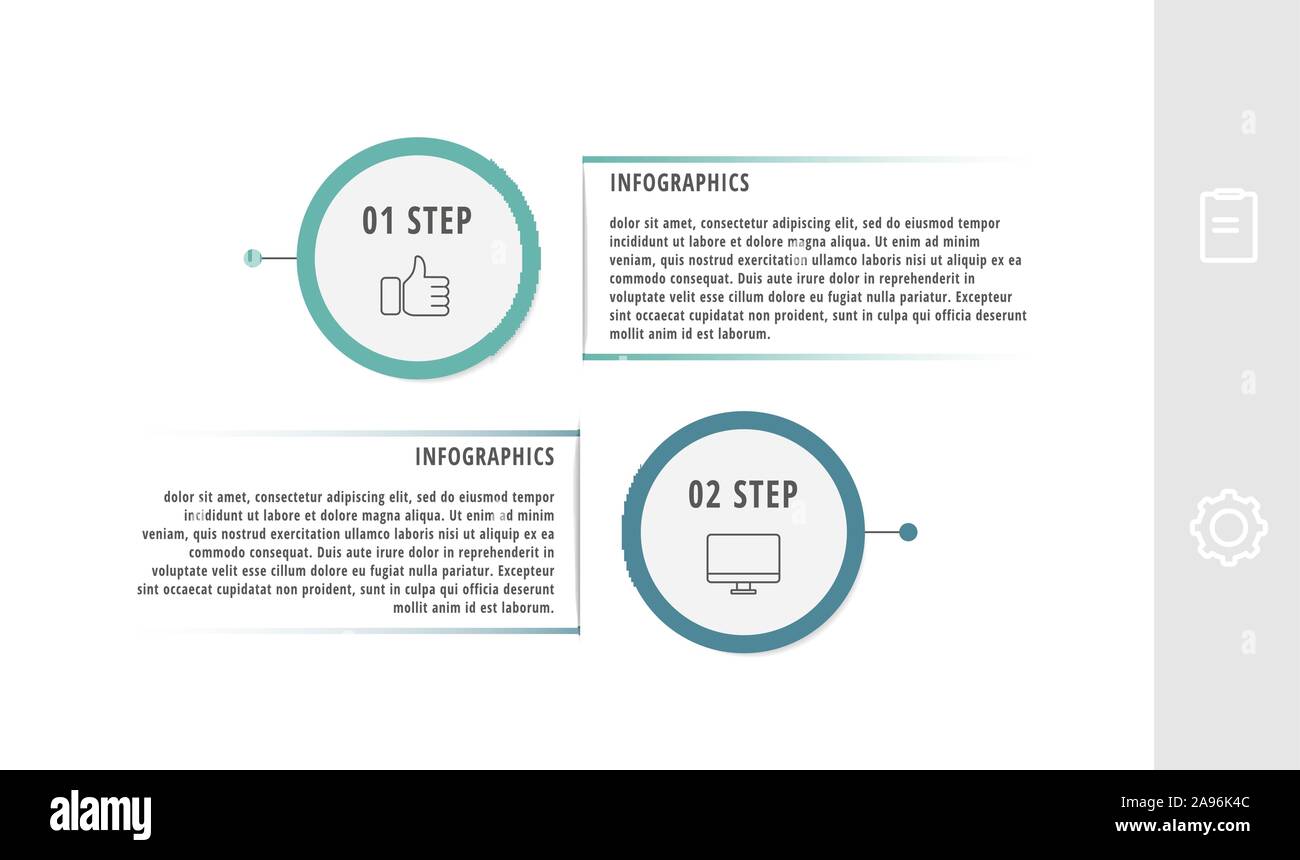 Vector flat template circle infographics. Business concept with 2 ...