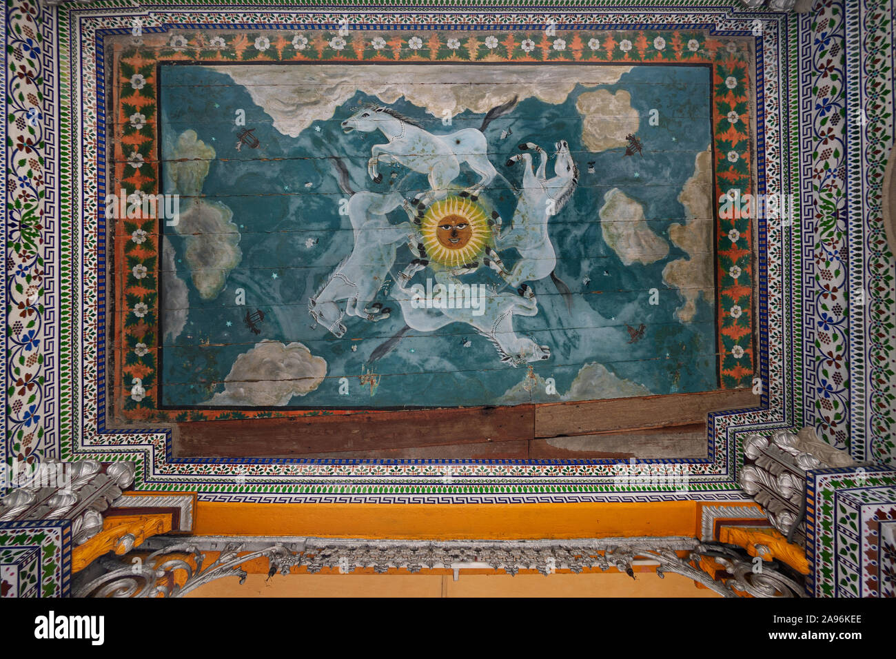 14 Aug 2007 Painting in ceiling of the main entrance at Parshwanath ...