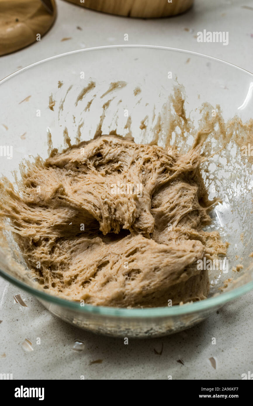 Raw Pastry Dough Ready to Use in Glass Bowl. Ready to Use Stock Photo ...