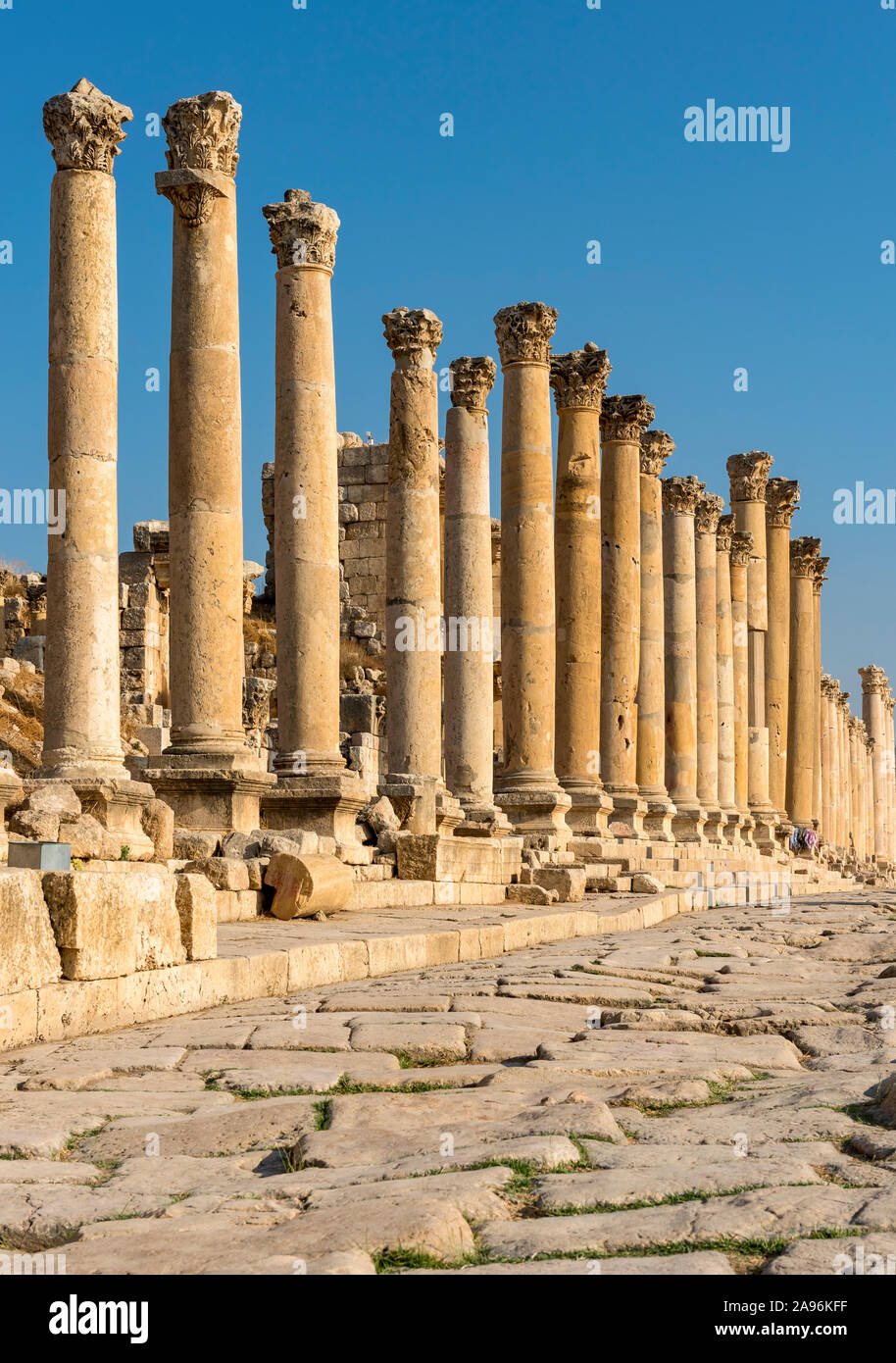 Columns of Cardo Maximus street, Jerash, Jordan Stock Photo - Alamy