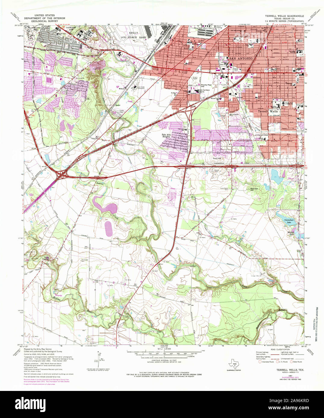 USGS TOPO Map Texas TX Terrell Wells 121672 1967 24000 Restoration ...