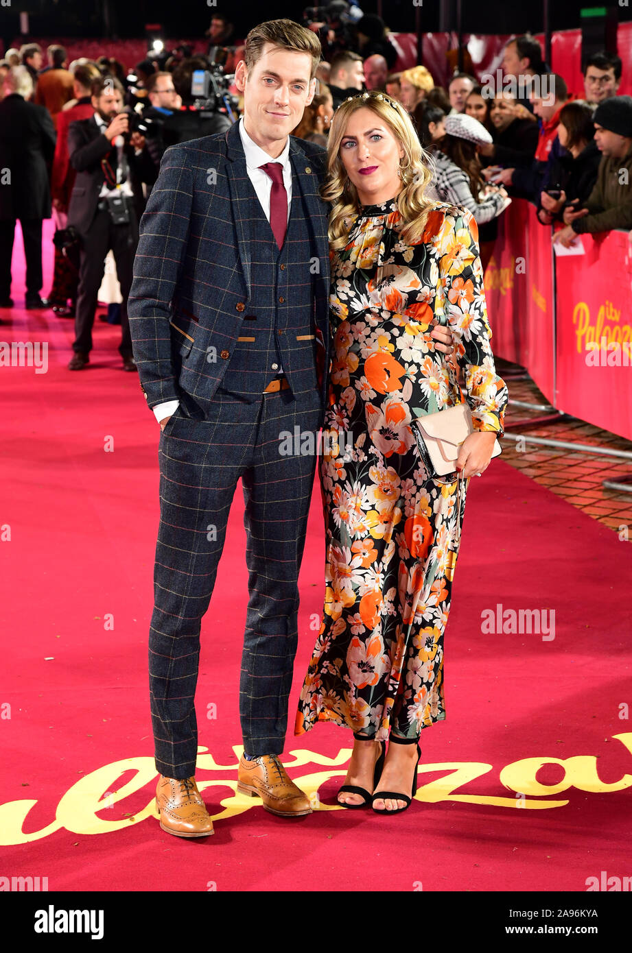 Sam Homewood (left) and guest arriving for the ITV Palooza held at the ...