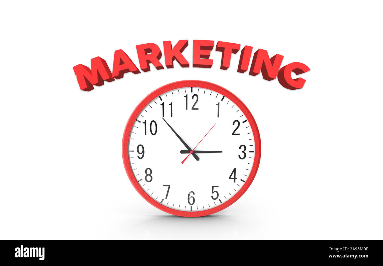 Marketing 3D message in front of a red clock. High resolution image for ...