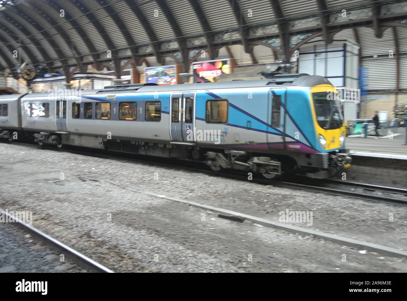 A British Rail Class 185 operated by First Transpennine Express at York ...