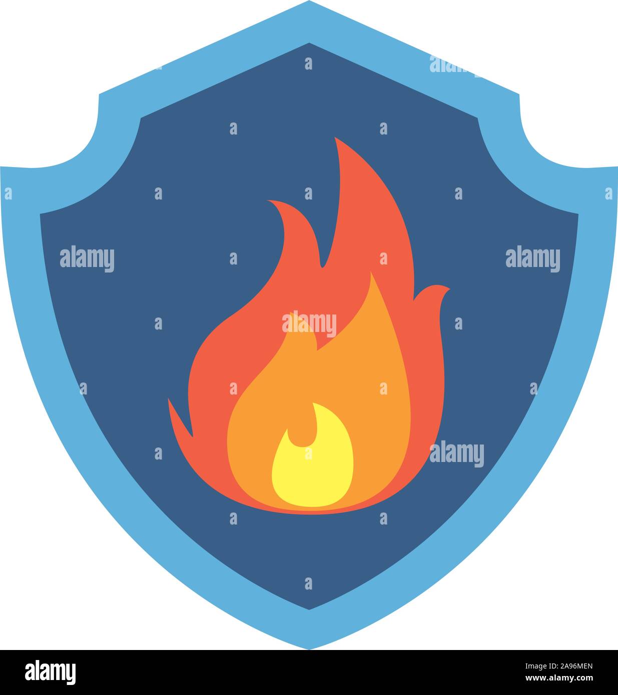 shield with fire flame flat style icon vector illustration design Stock ...