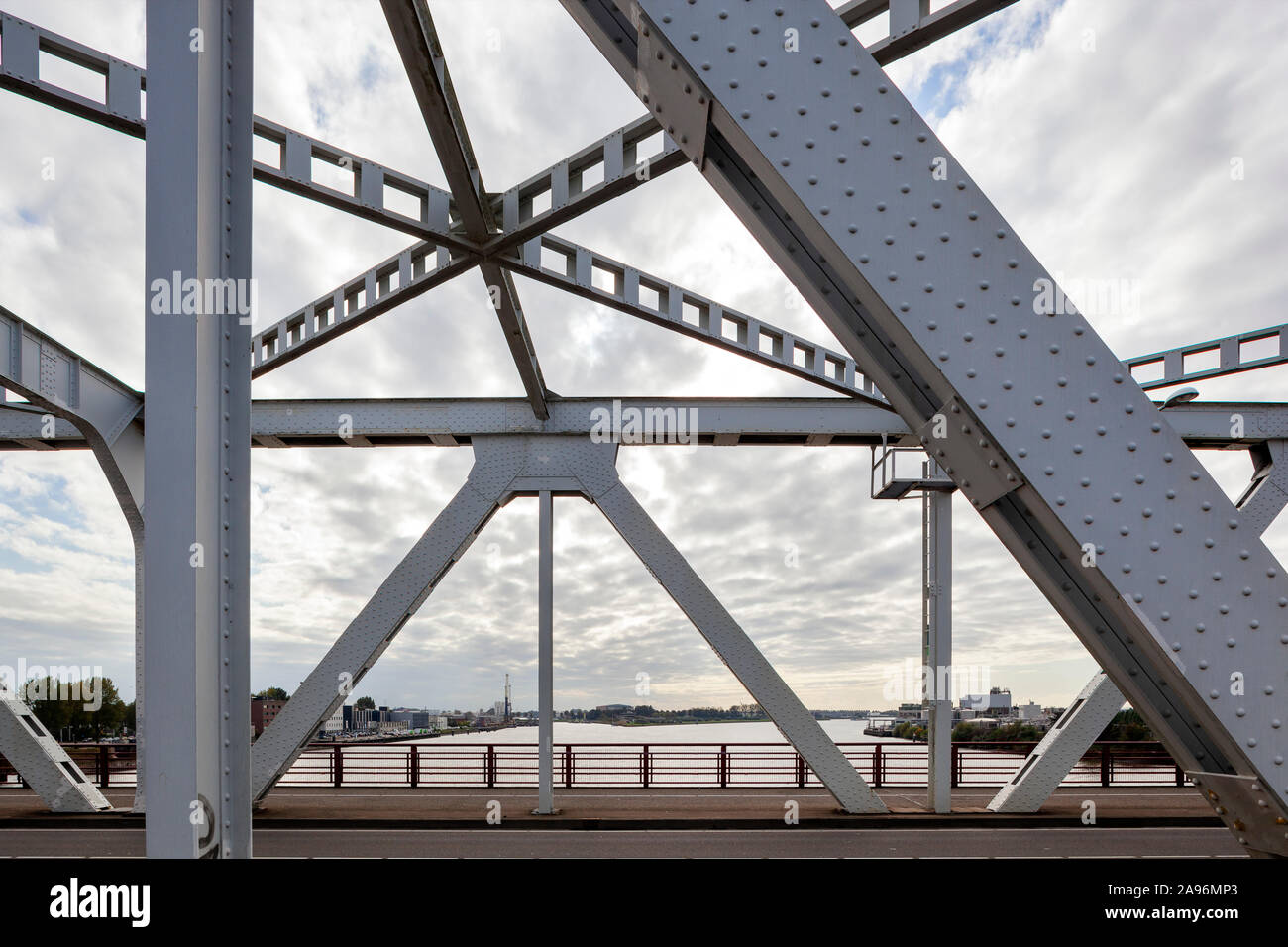 Closeup of a steel bridge frame with rivets in Dordrecht in the ...