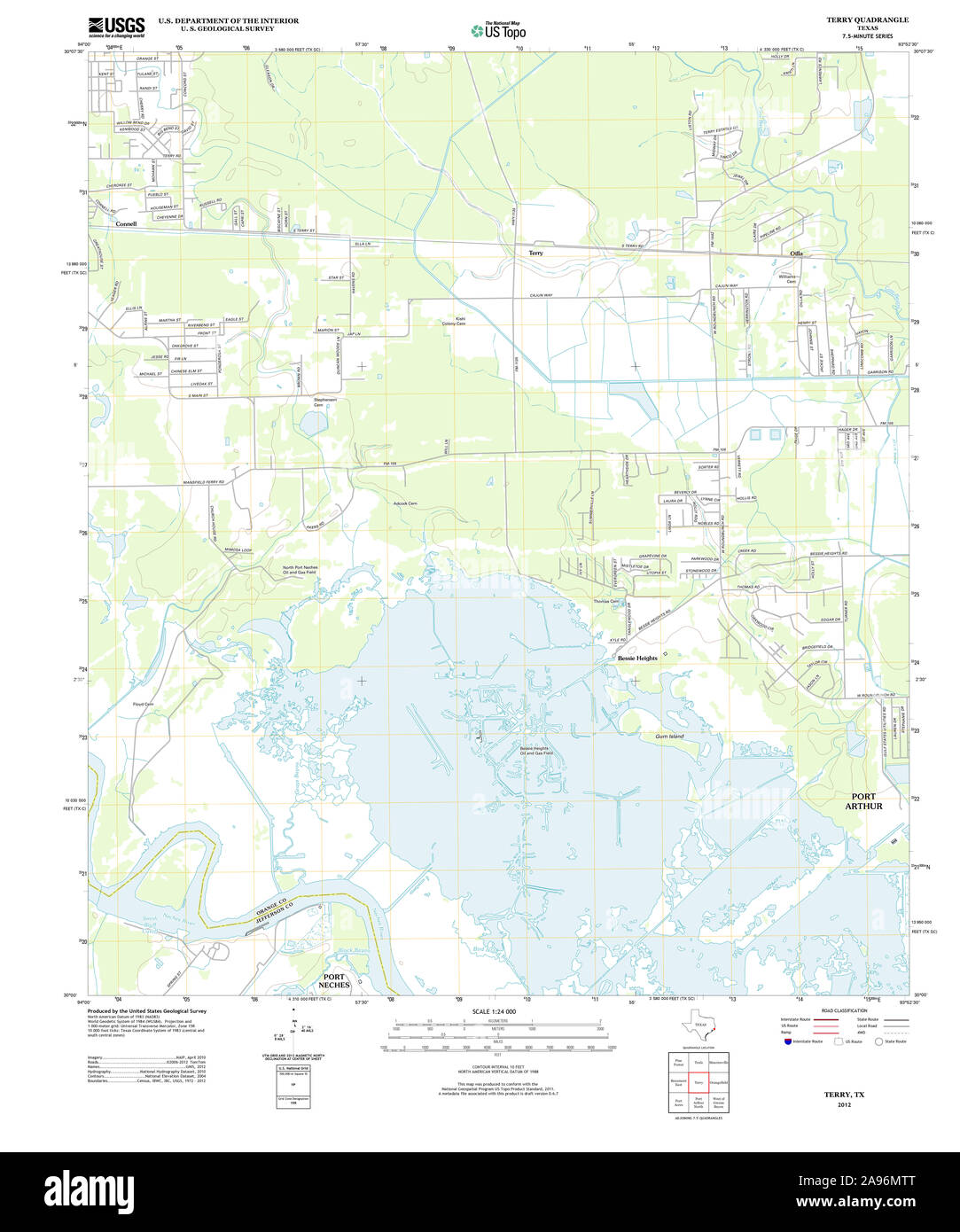 USGS TOPO Map Texas TX Terry 20121207 TM Restoration Stock Photo - Alamy