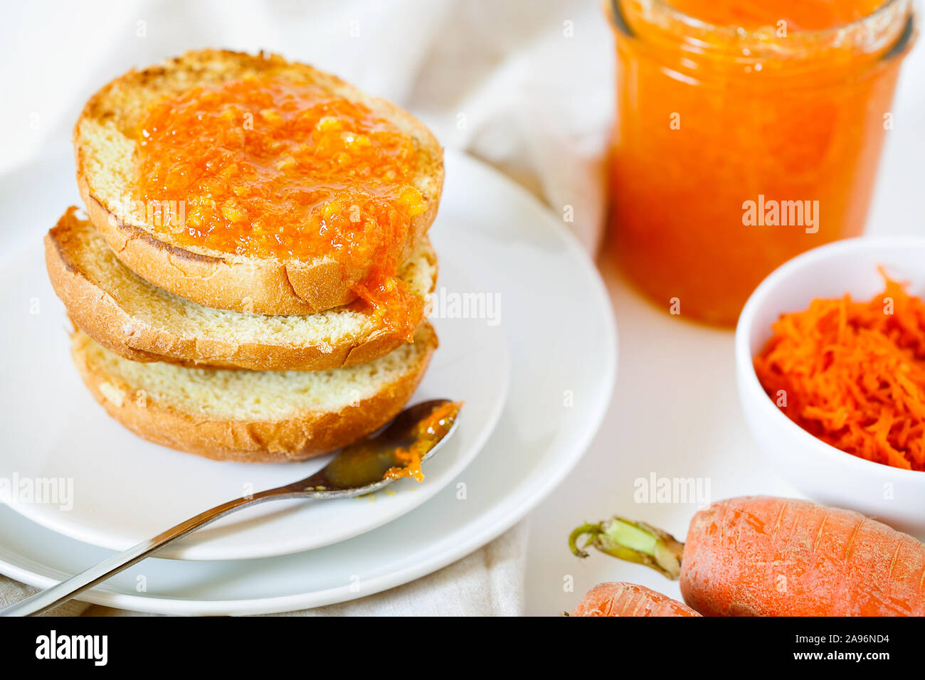 Vegetarian organic sweet carrot jam or marmalade toast topping for ...