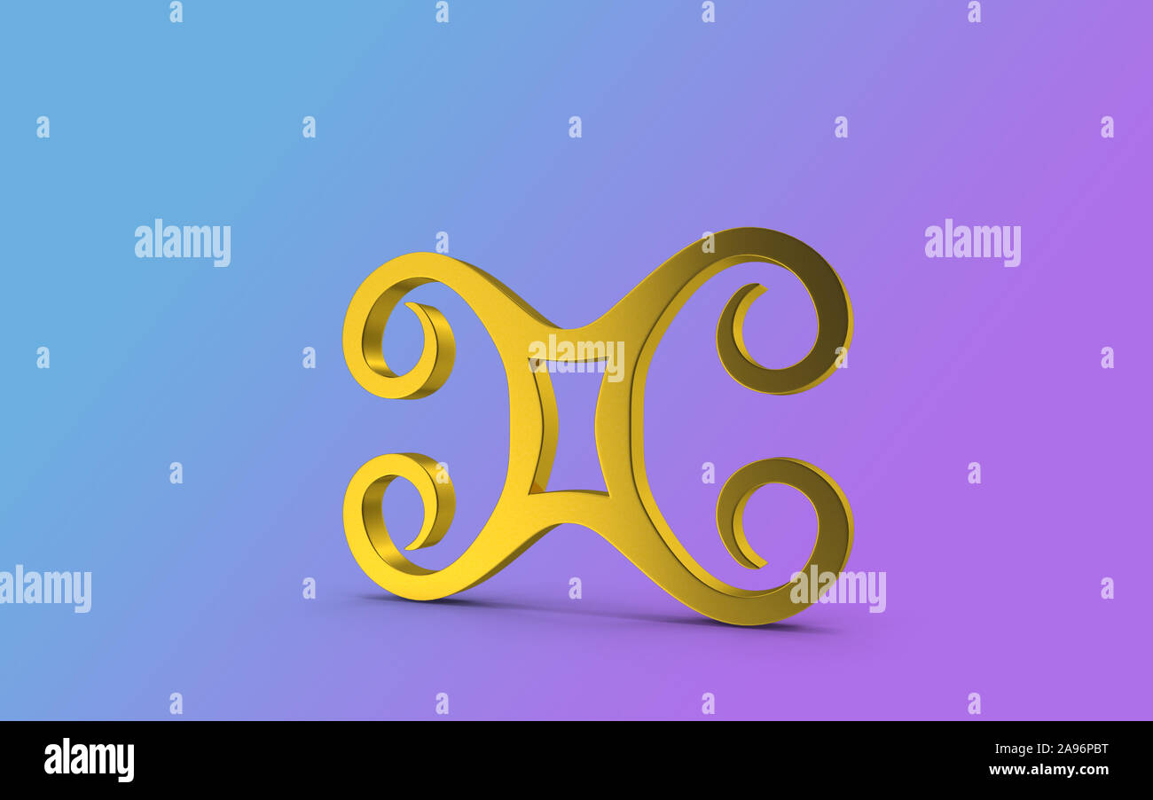 Produced with Photoshop and 3D software. Gemini astrology sign over a ...