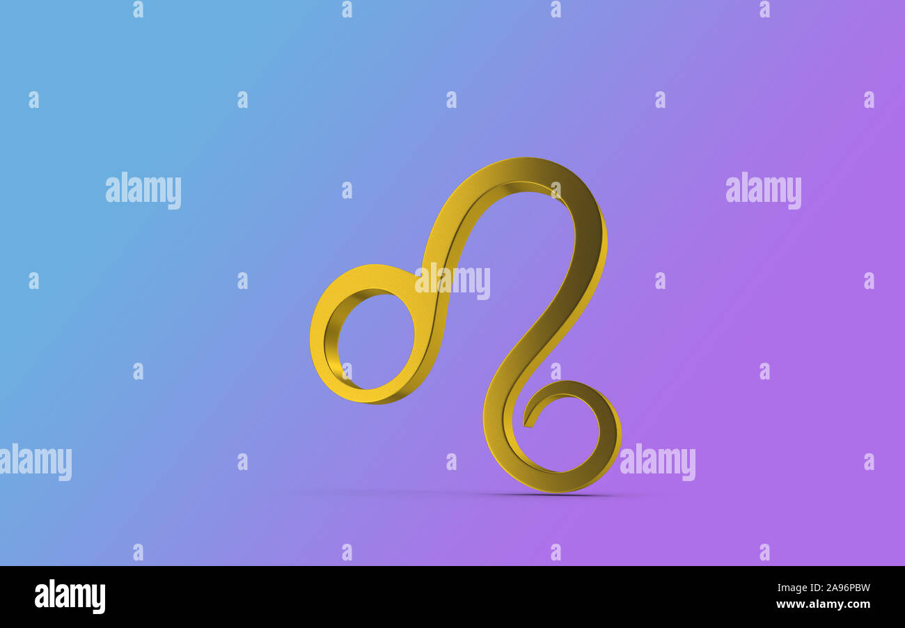 Produced with Photoshop and 3D software. Leo astrology sign over a blue ...