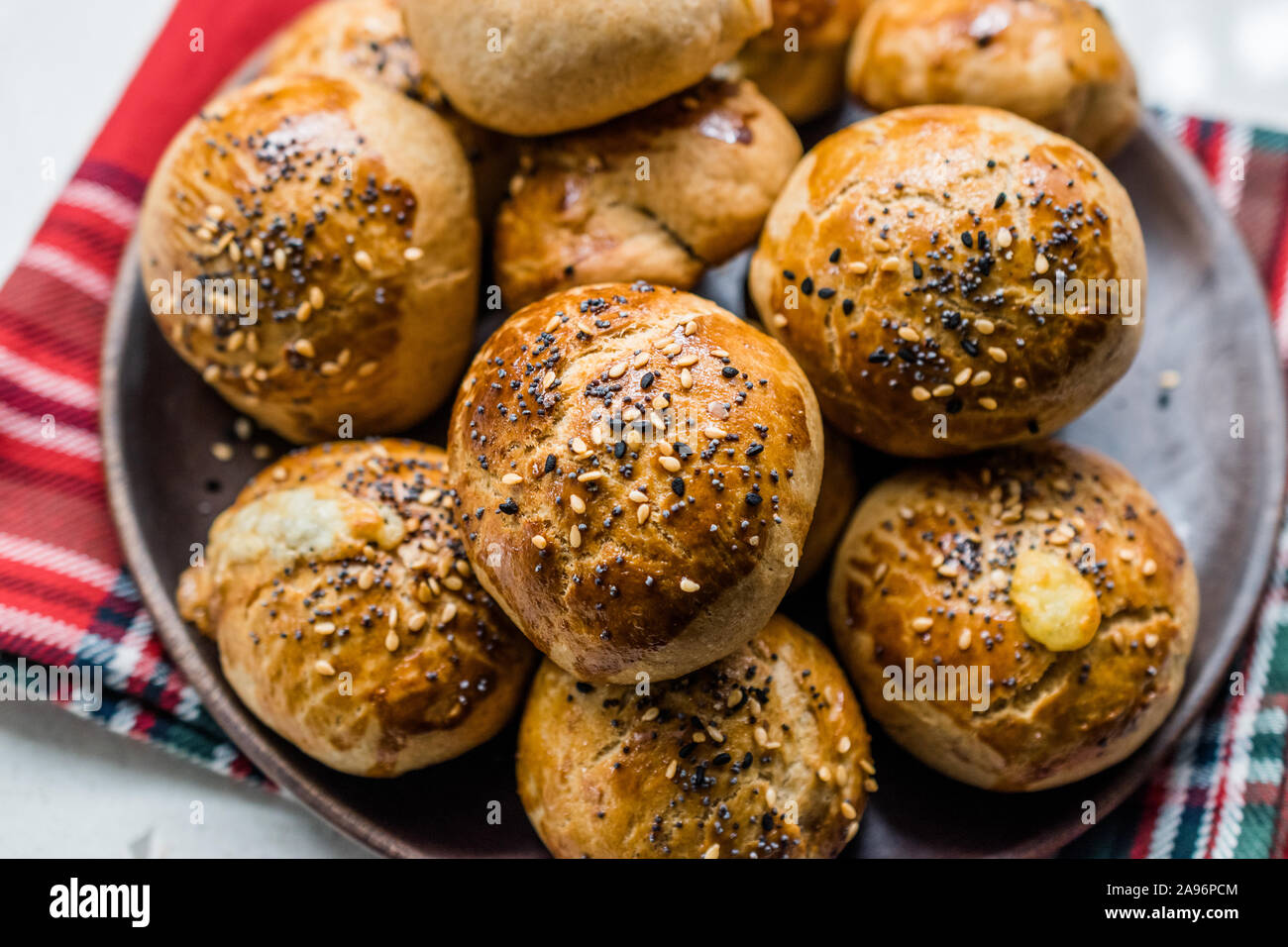 Homemade Turkish Pastries Pogaca with Black Cumin and Sesame Seeds ...