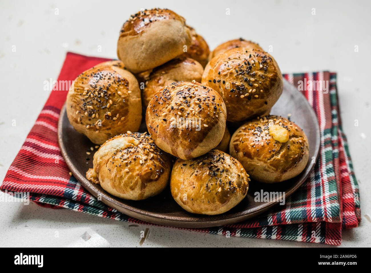 Homemade Turkish Pastries Pogaca with Black Cumin and Sesame Seeds ...