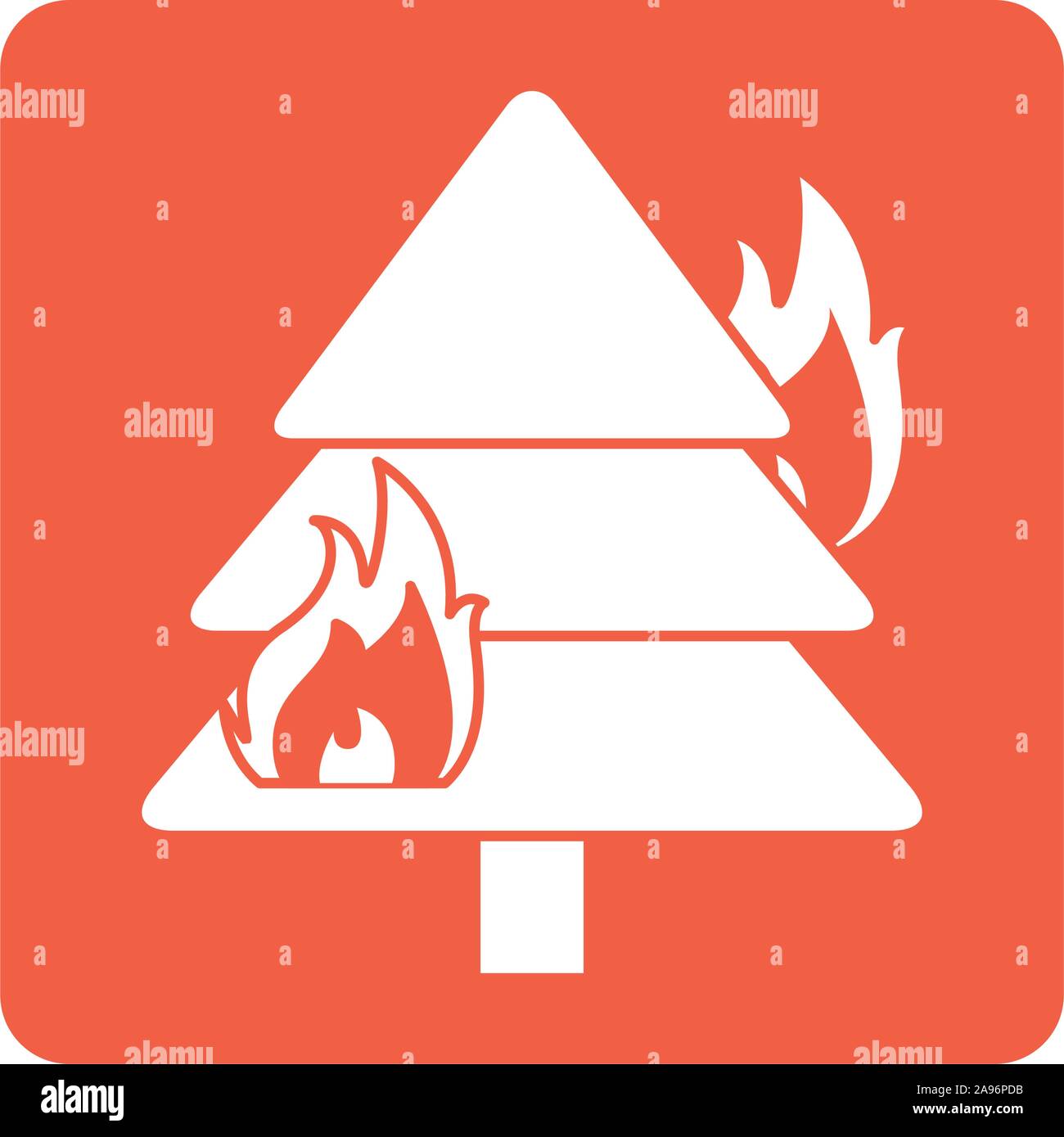 fire burning tree block line style icon vector illustration design ...