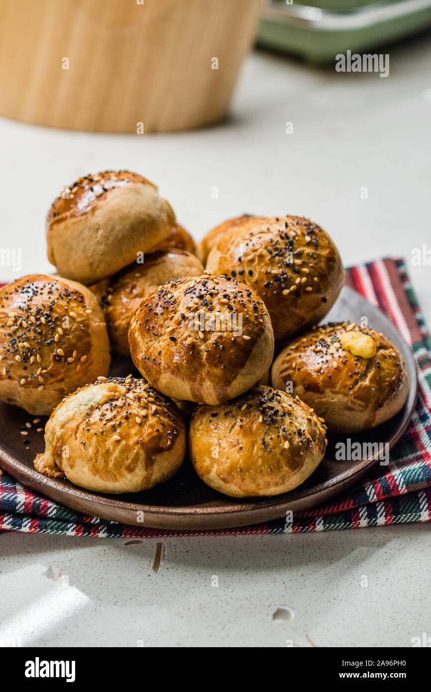 Homemade Turkish Pastries Pogaca with Black Cumin and Sesame Seeds ...