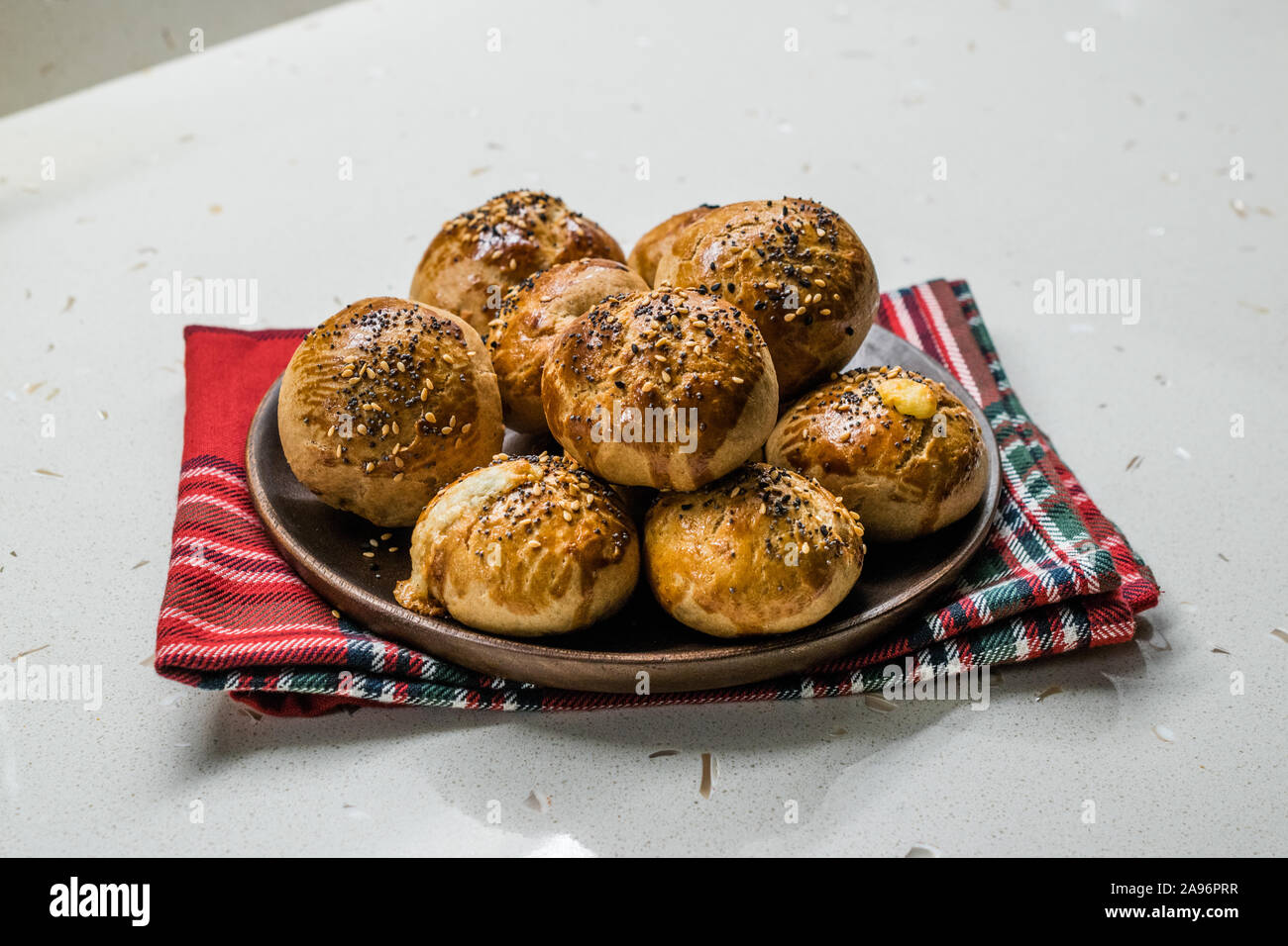Homemade Turkish Pastries Pogaca with Black Cumin and Sesame Seeds ...