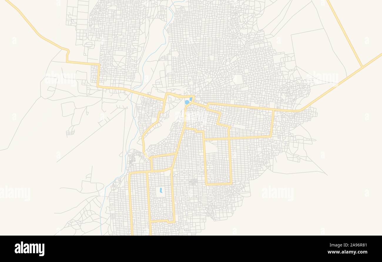 Printable street map of El Fasher, Sudan. Map template for business use ...