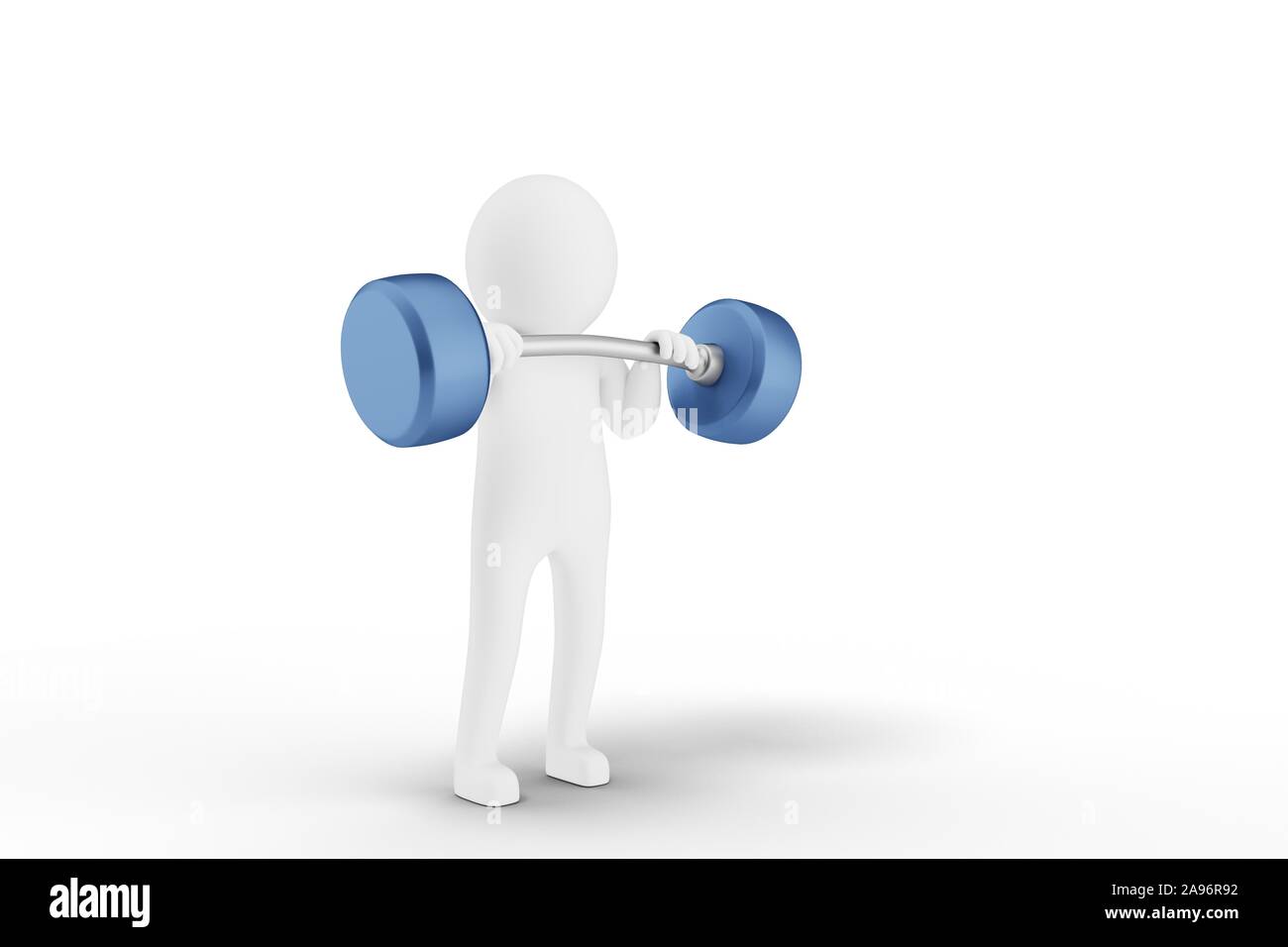 3D Man is lifting weights against white background. 3D rendering Stock ...