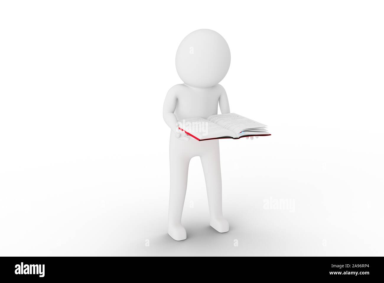 3D Man is reading a book against white background. Easy to crop for ...