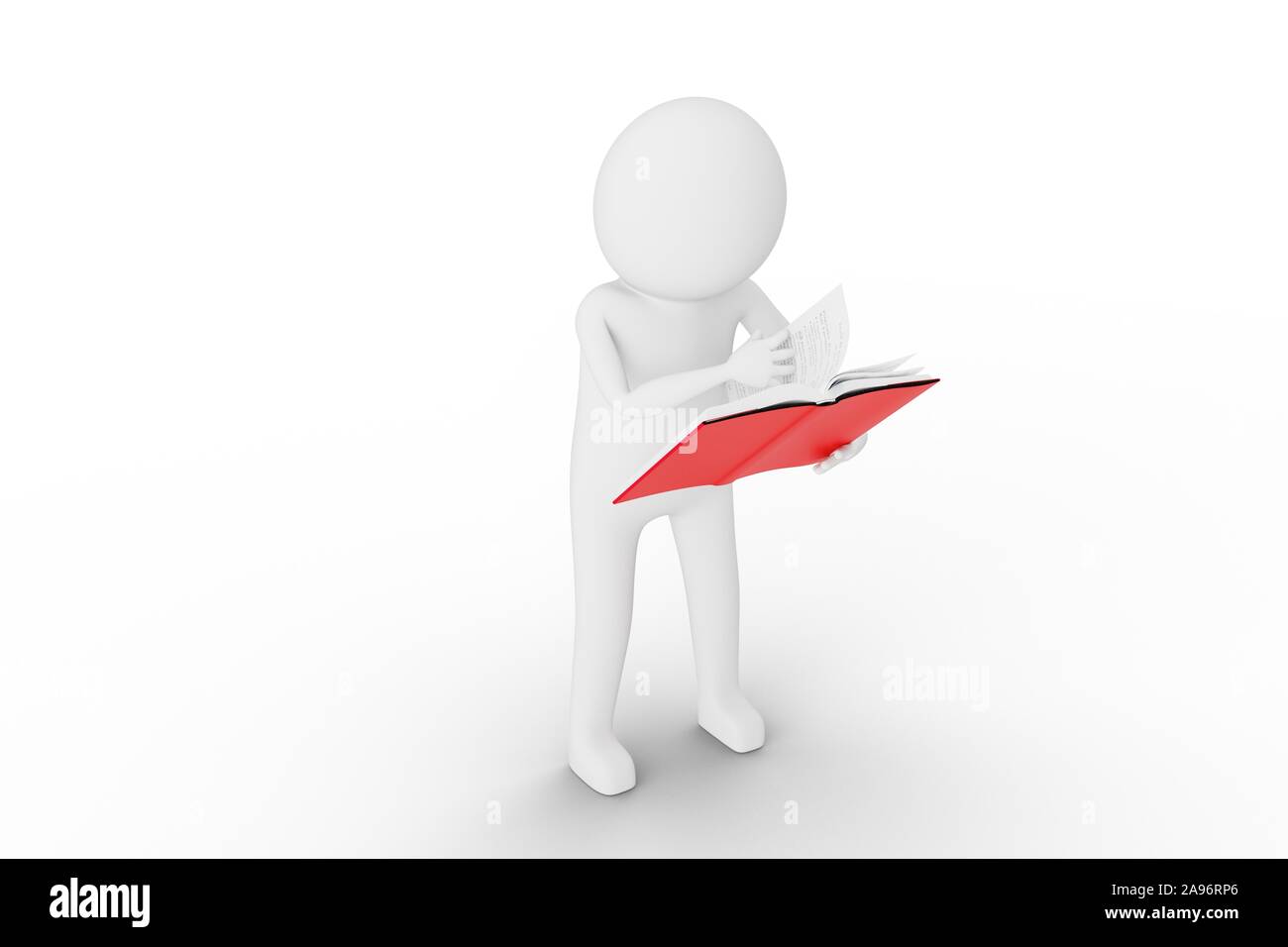 3D Man is reading a book against white background. Easy to crop for ...