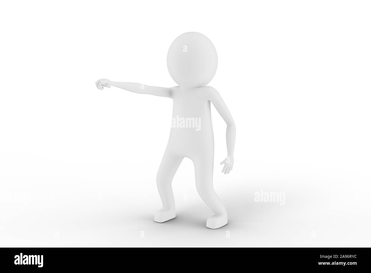 3D Man is holding, pulling or pushing something against white ...